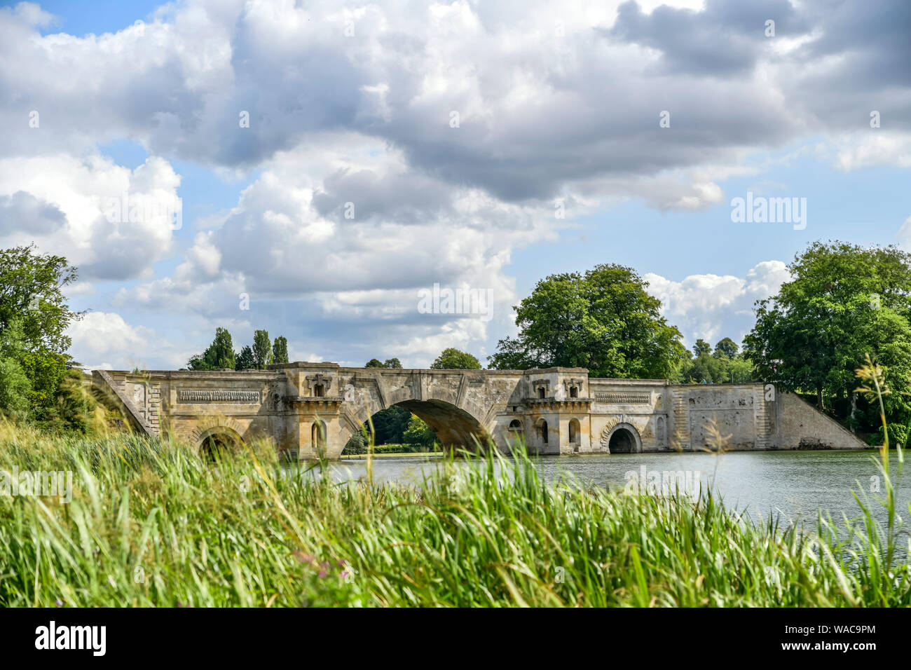 Blenheim Palace. Vanbrugh's Grand Bridge over the River Glyme ...