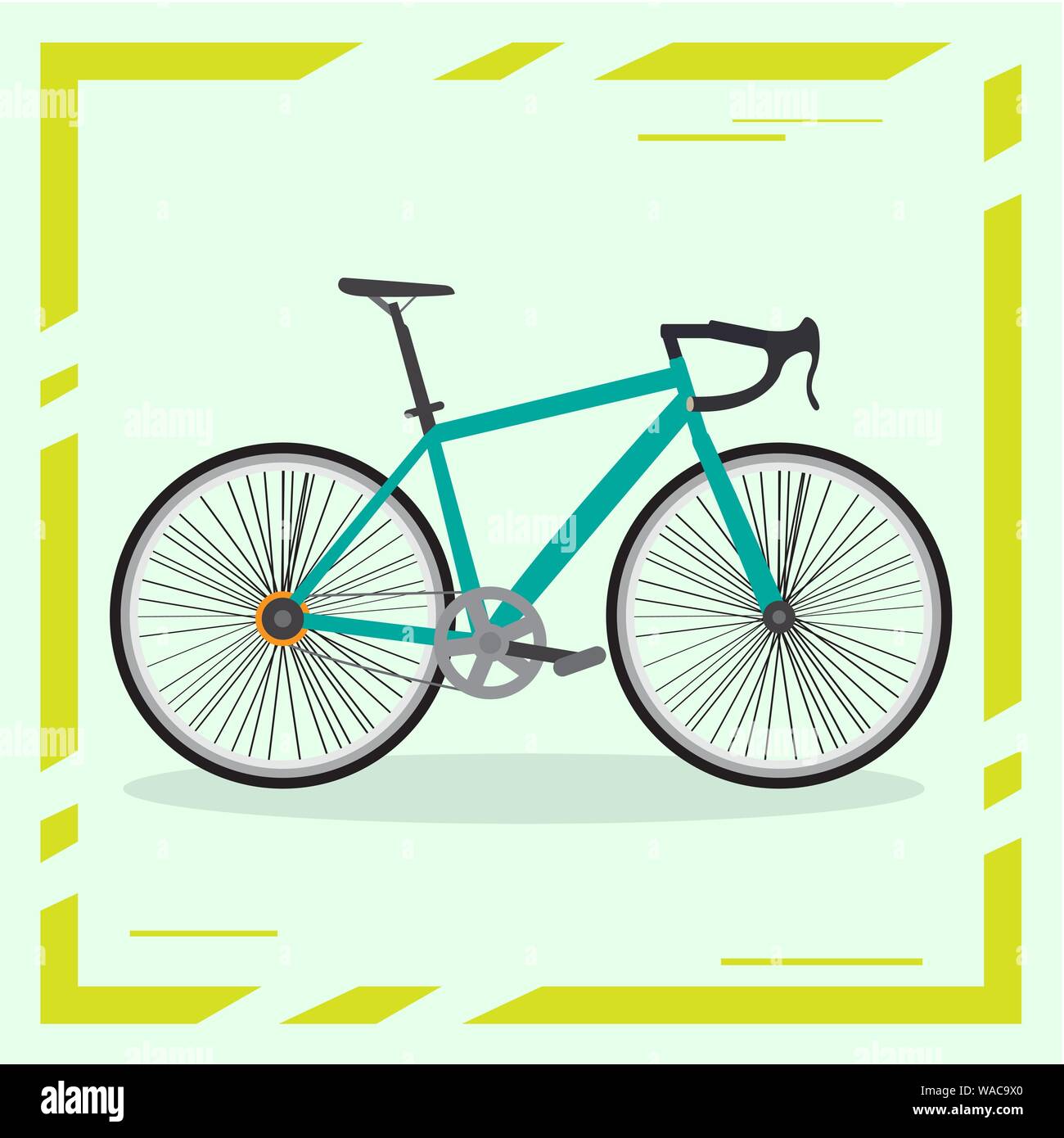 Isolated bicycle image on a colored background with a frame - Vector ...