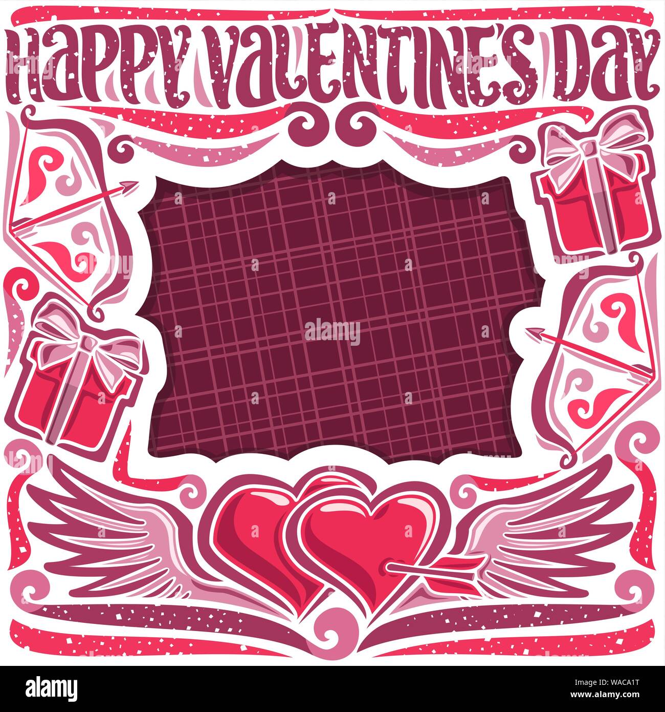 Vector greeting card for Valentine's Day with copy space, red Cupid's ...