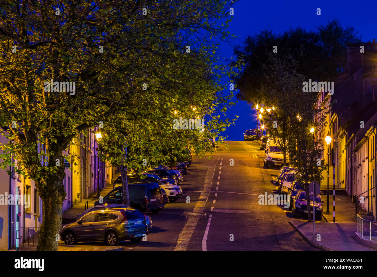 Night street scenes of the town of Westport in County Mayo Ireland ...