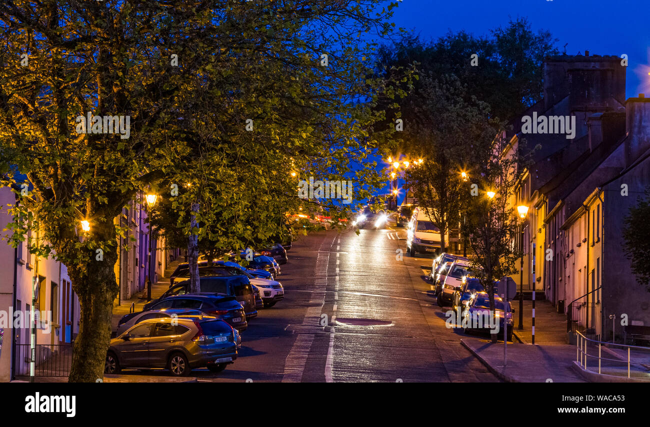 Night street scenes of the town of Westport in County Mayo Ireland ...