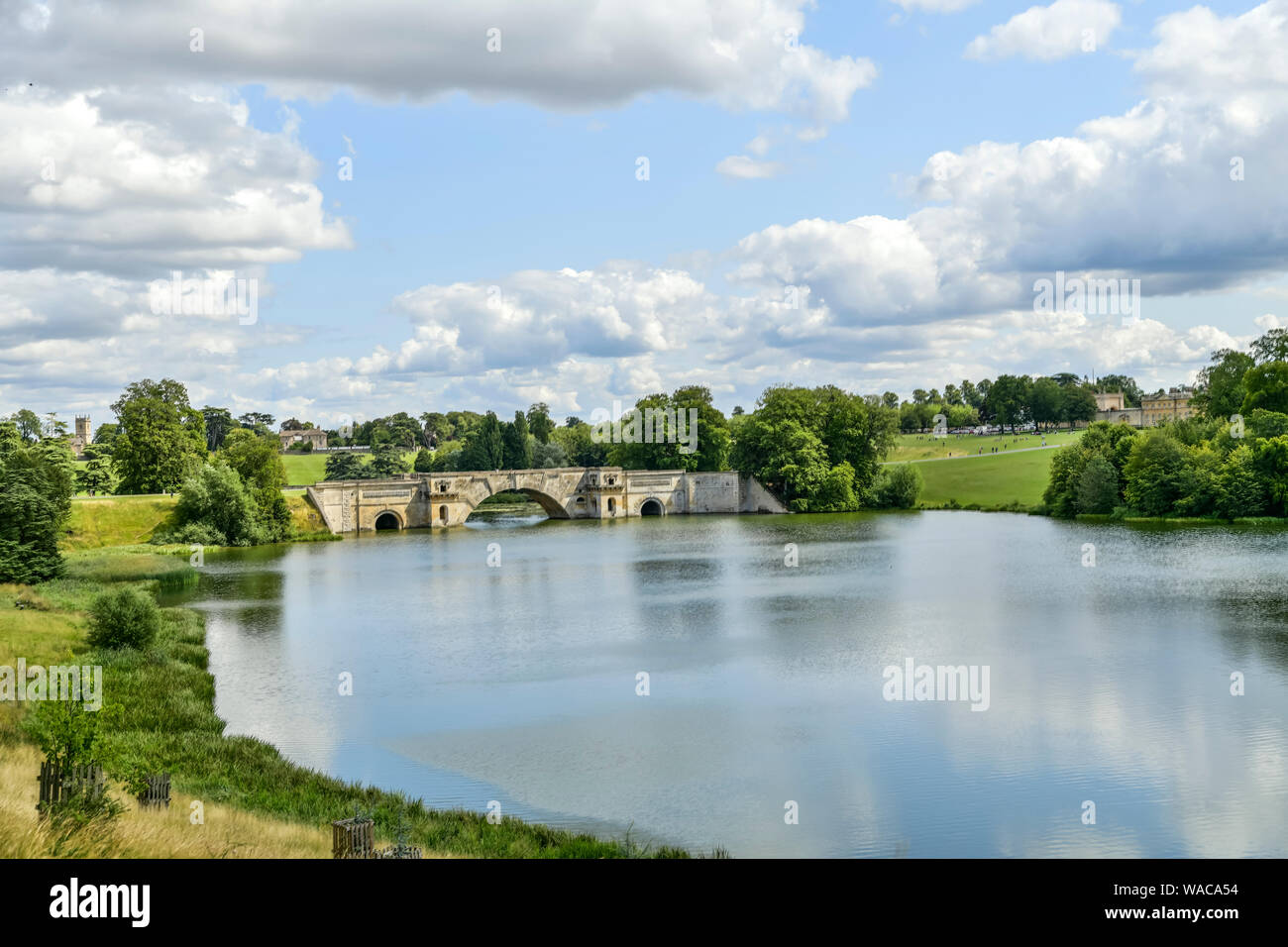 Blenheim Palace. Vanbrugh's Grand Bridge over the River Glyme ...
