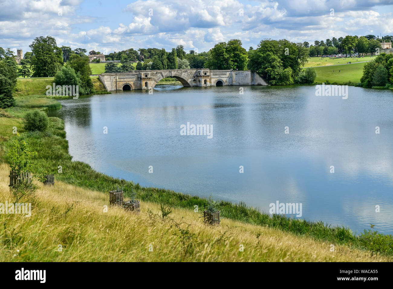 Blenheim Palace. Vanbrugh's Grand Bridge over the River Glyme ...