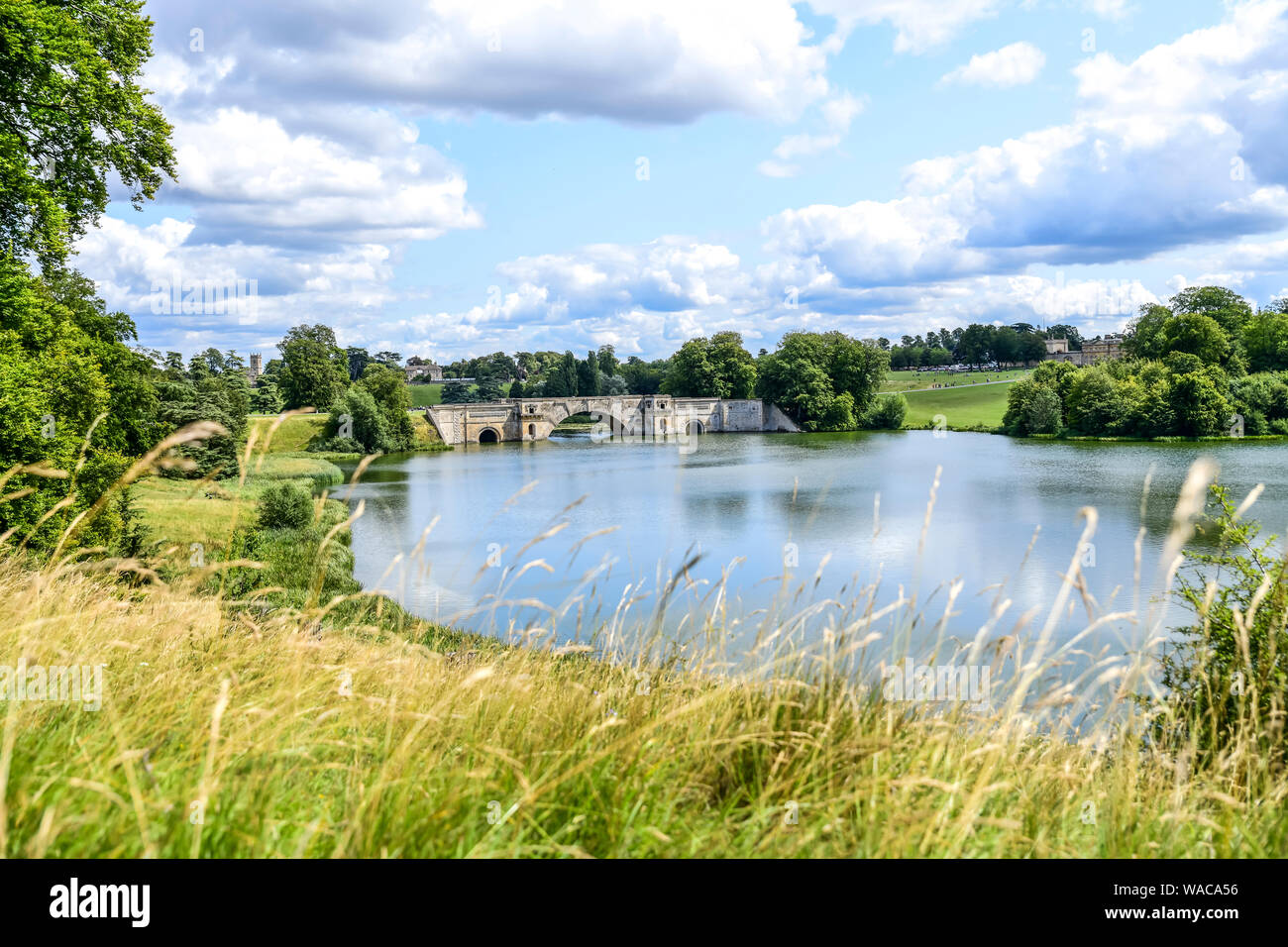 Blenheim Palace. Vanbrugh's Grand Bridge over the River Glyme ...
