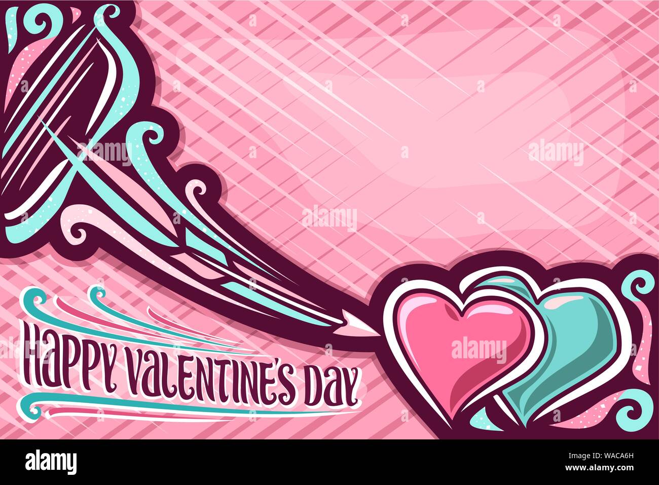 Vector greeting card for Valentine's Day with copy space, Cupid's bow ...