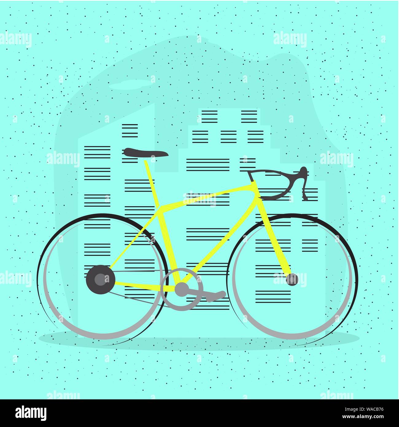 Colored sketch of a bicycle over a comic cityscape - Vector Stock ...