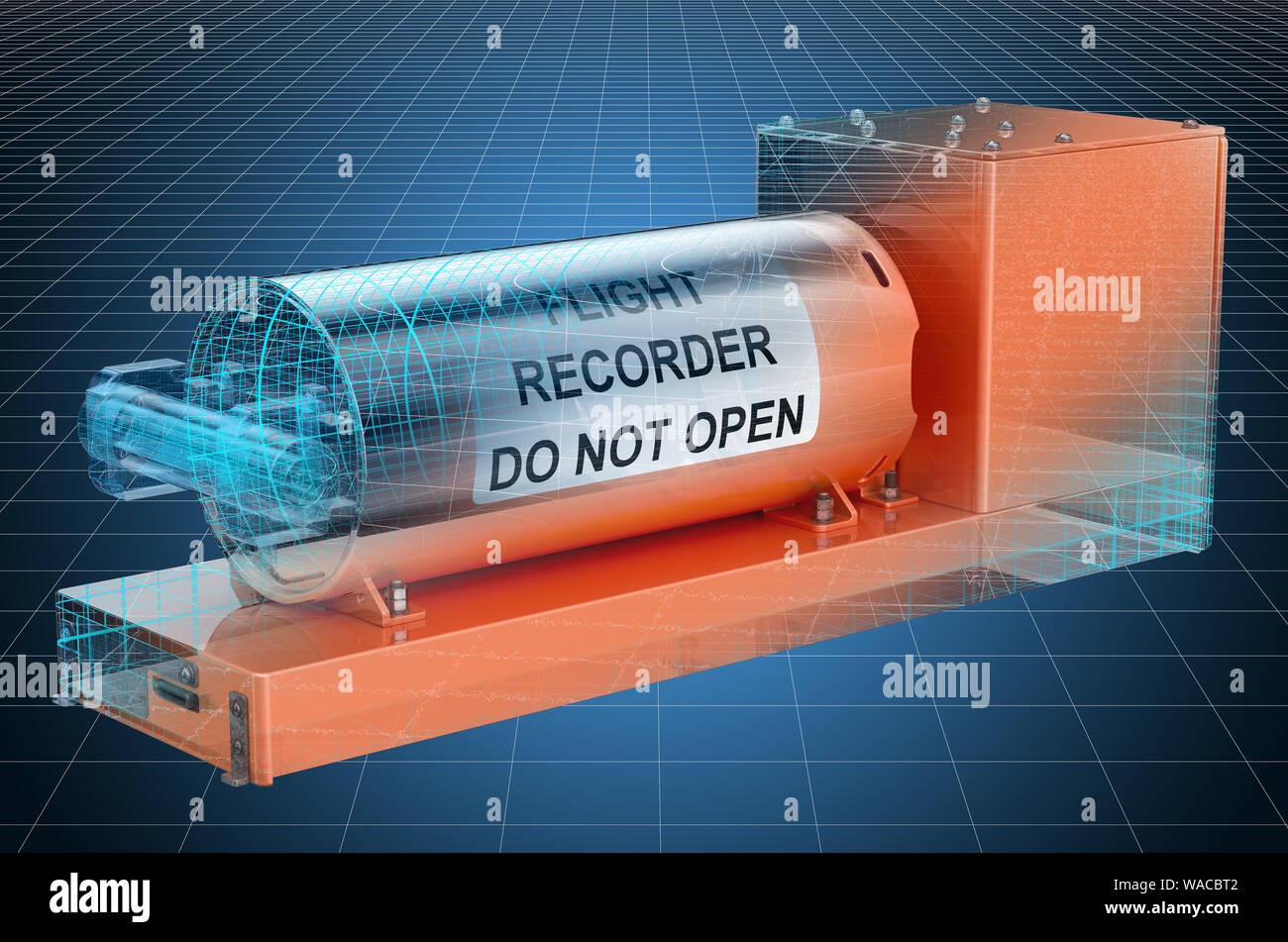 Visualization 3d cad model of flight data recorder, blueprint. 3D ...