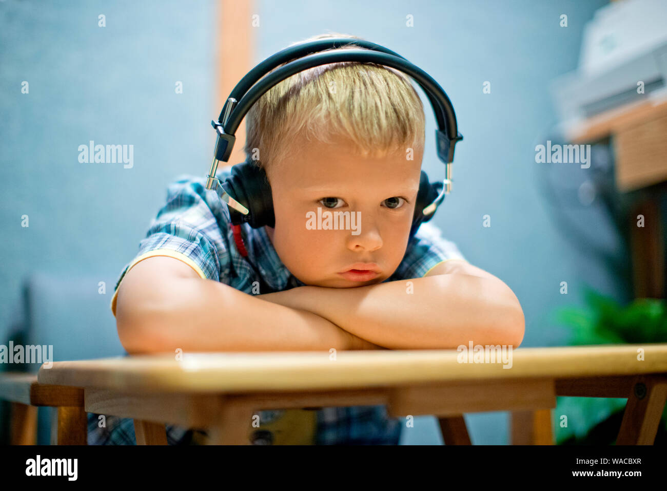 Boy boys male child children childhood kid kids listening hi-res stock ...