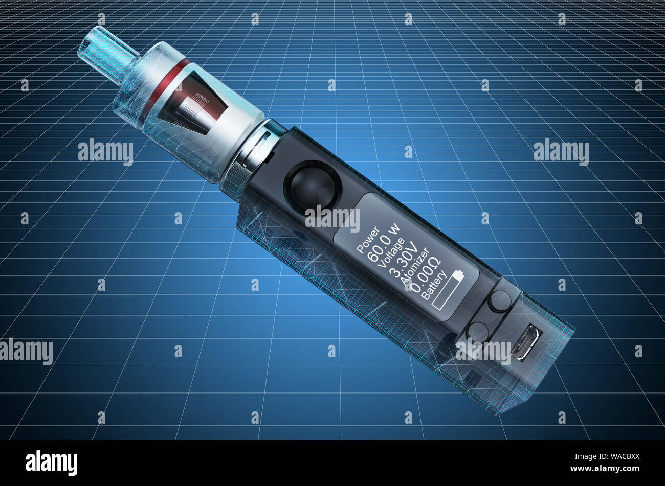 Visualization 3d cad model of electronic pipe, blueprint. 3D rendering ...