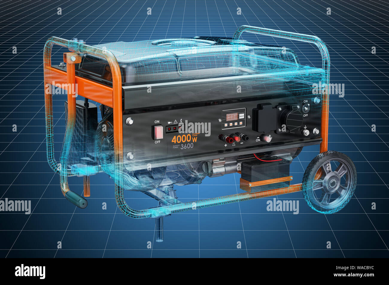 Visualization 3d cad model of tank air compressor, blueprint. 3D ...