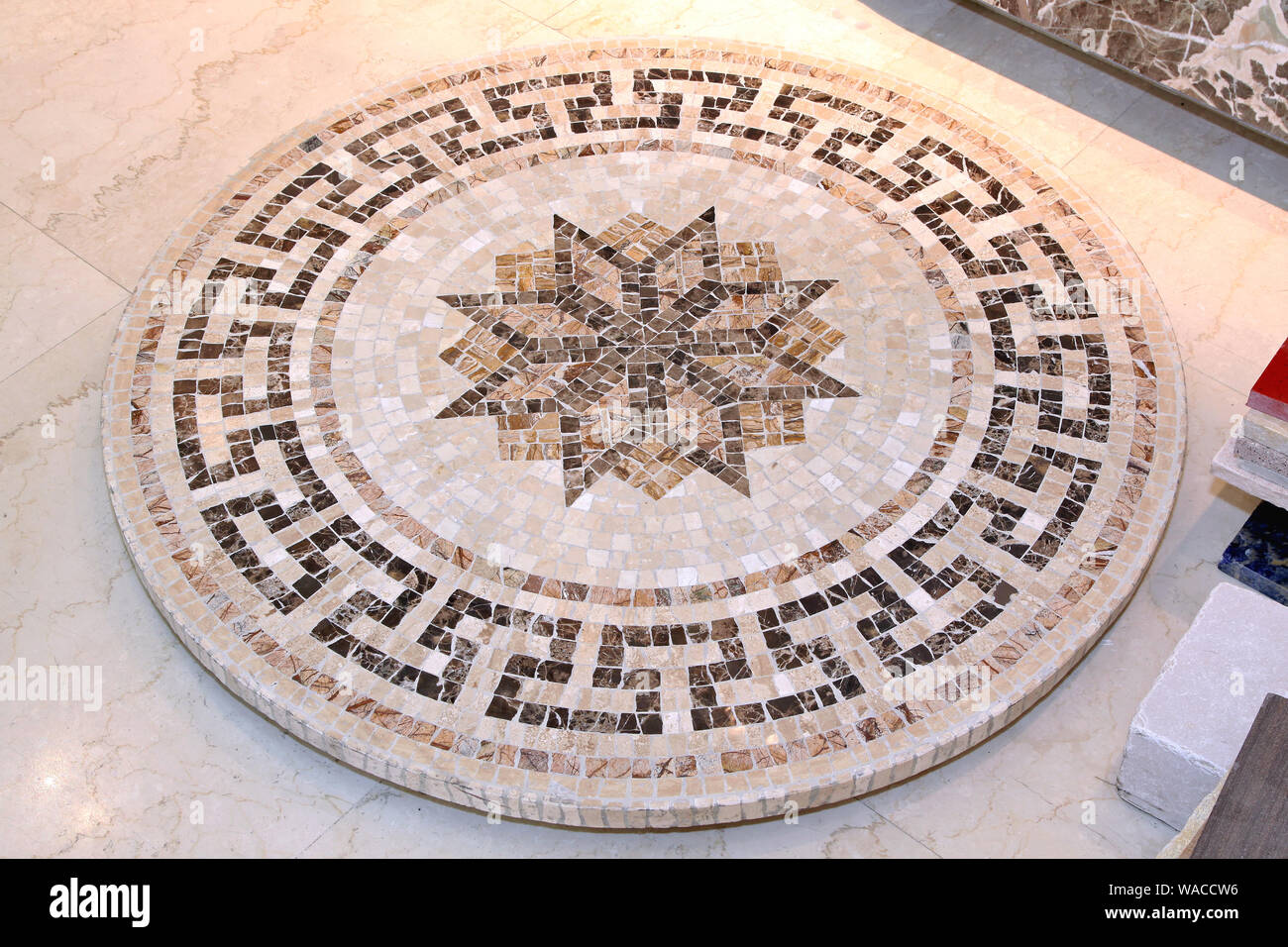 Marble Floor Mosaic with Octagonal Star Shape Stock Photo - Alamy