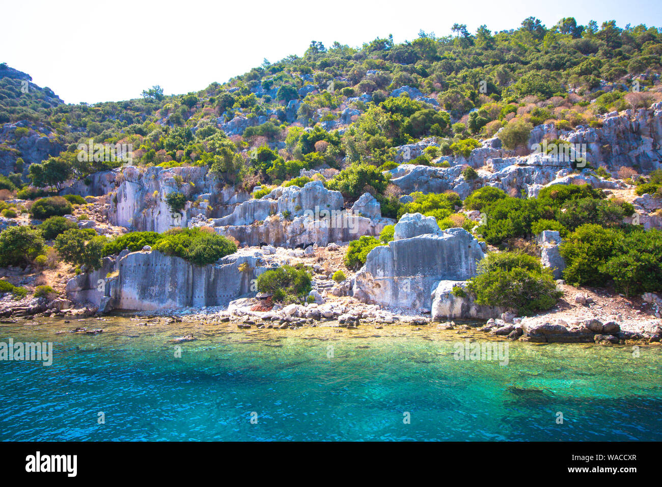 The ruins of an ancient city by the sea. The city was built by the ...