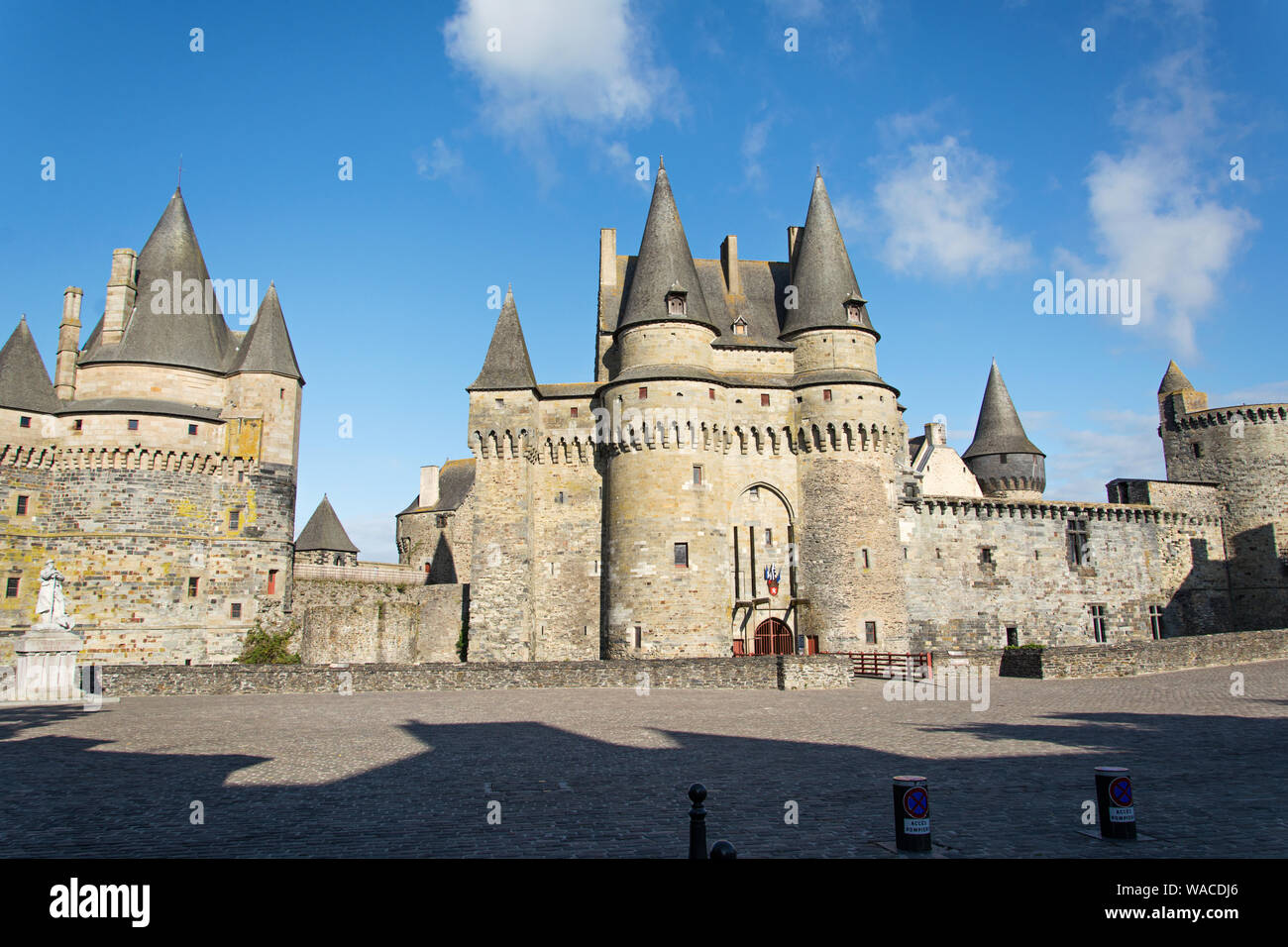 The famous medieval Château de Vitré in the town of Vitré, in the Ille ...