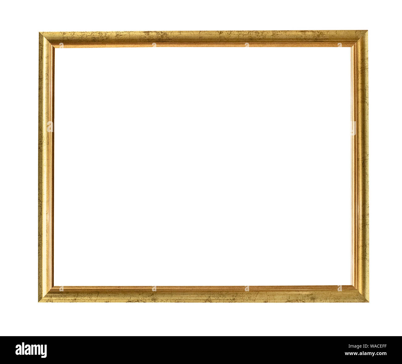 old narrow simple wooden painting frame painted in gold color cutout on ...