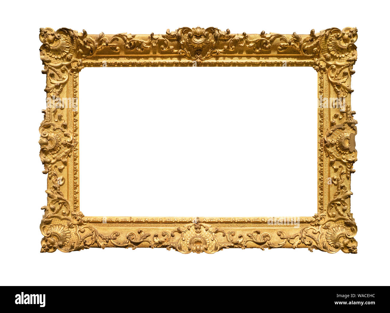 retro wide decorated baroque painting frame painted in gold color ...