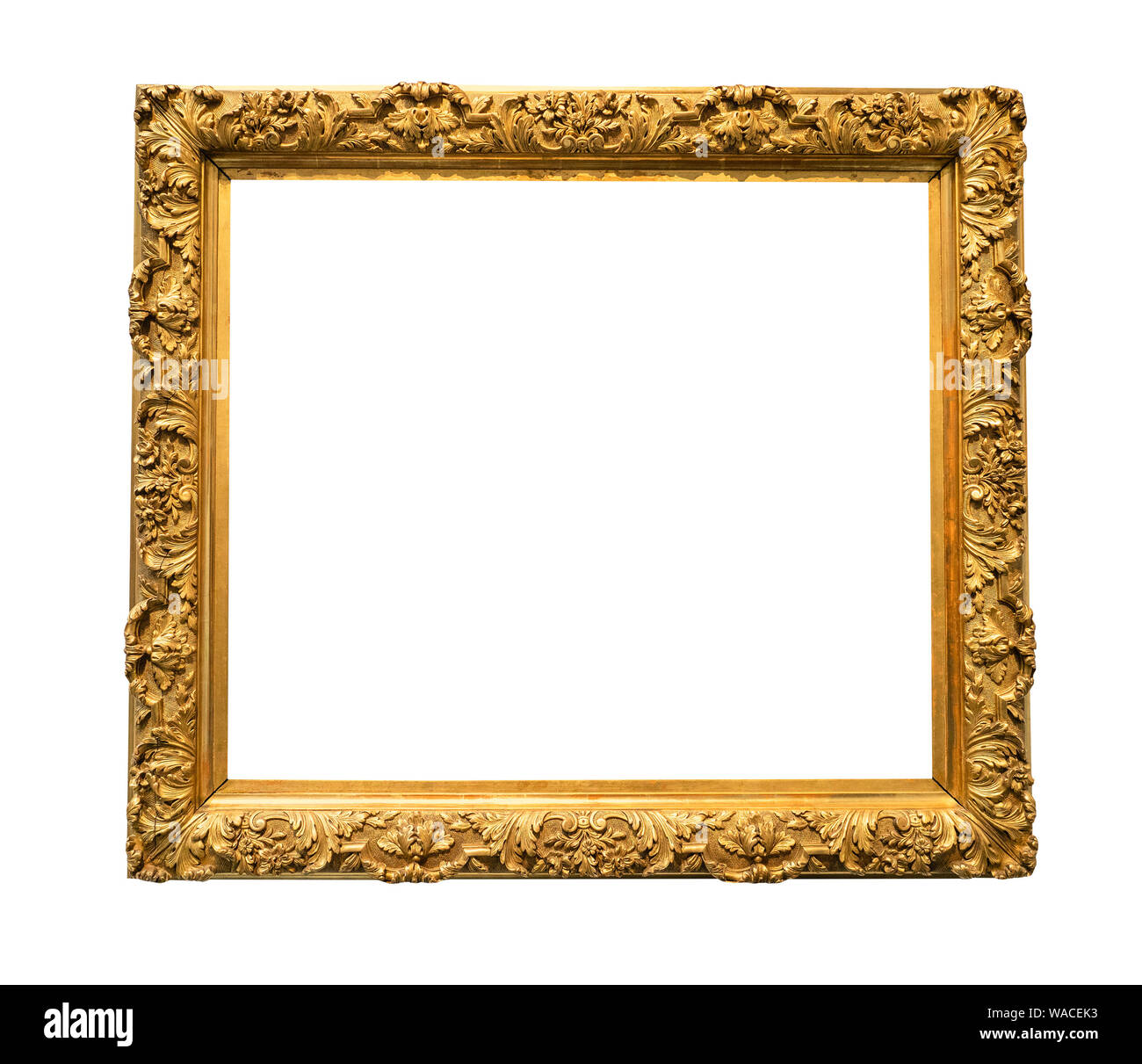 vintage wide ornamental baroque painting frame painted in gold color ...