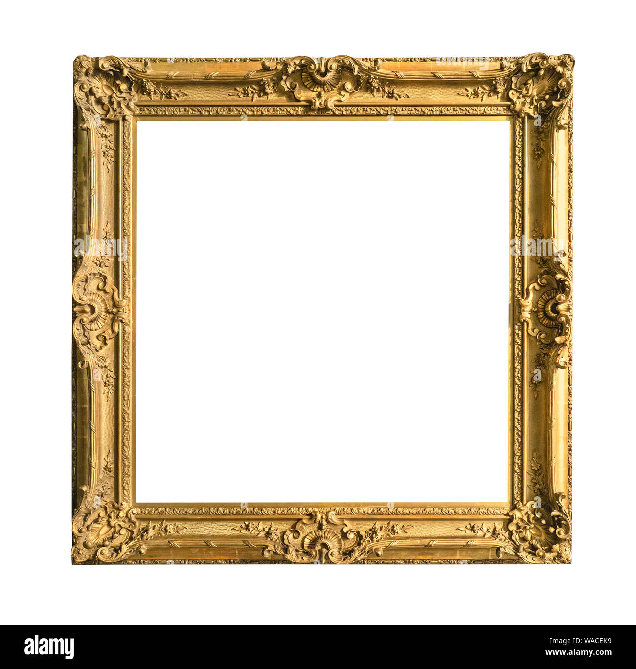 retro wide decorated baroque painting frame painted in gold color ...