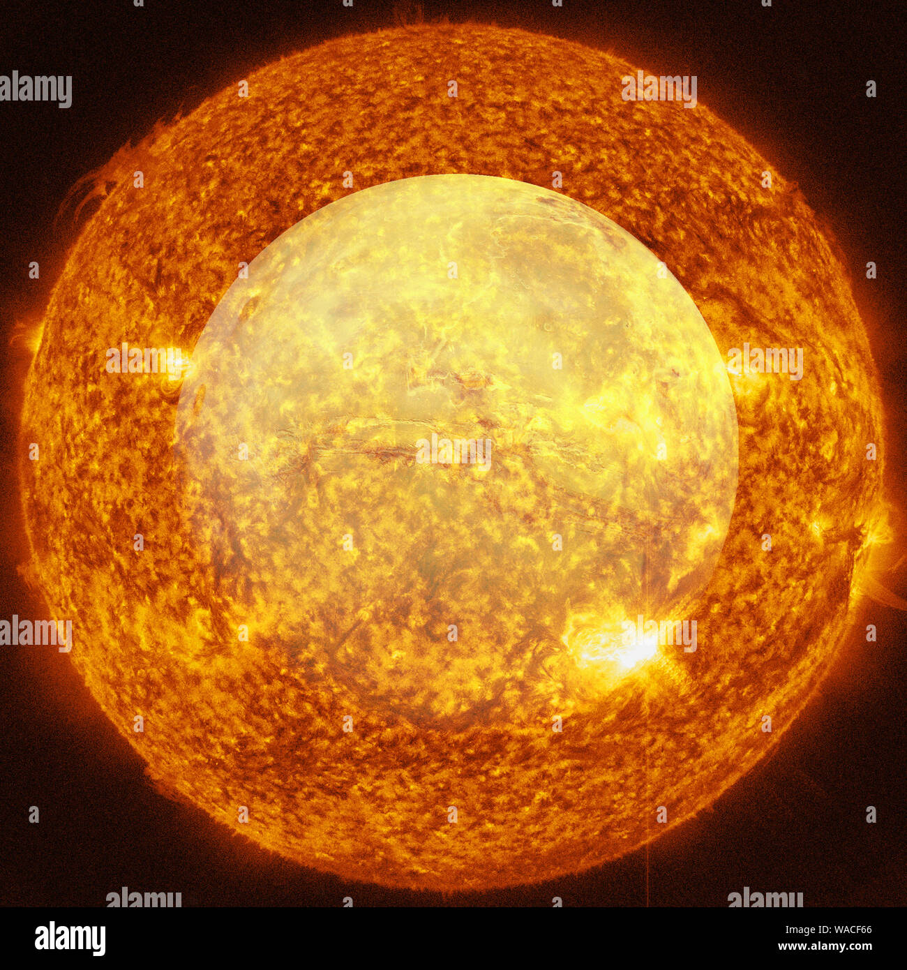 Extremely hot star. Flaring of Sun. Beauty of endless universe ...