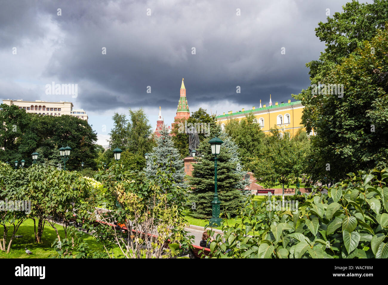 Travel to Moscow, Russia - view of green public Alexander Garden near ...