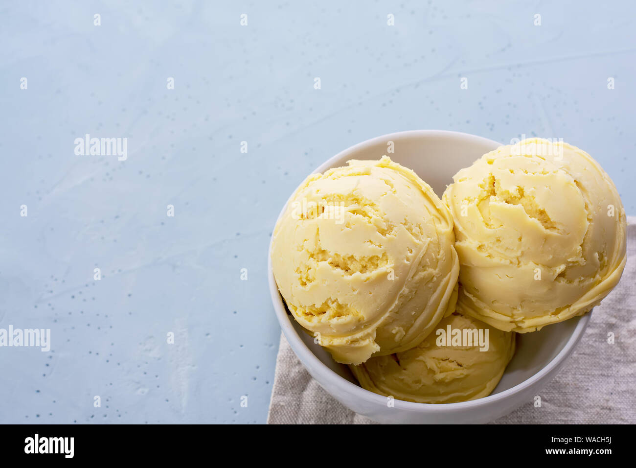 Homemade organic vanilla ice cream on a light background Stock Photo ...