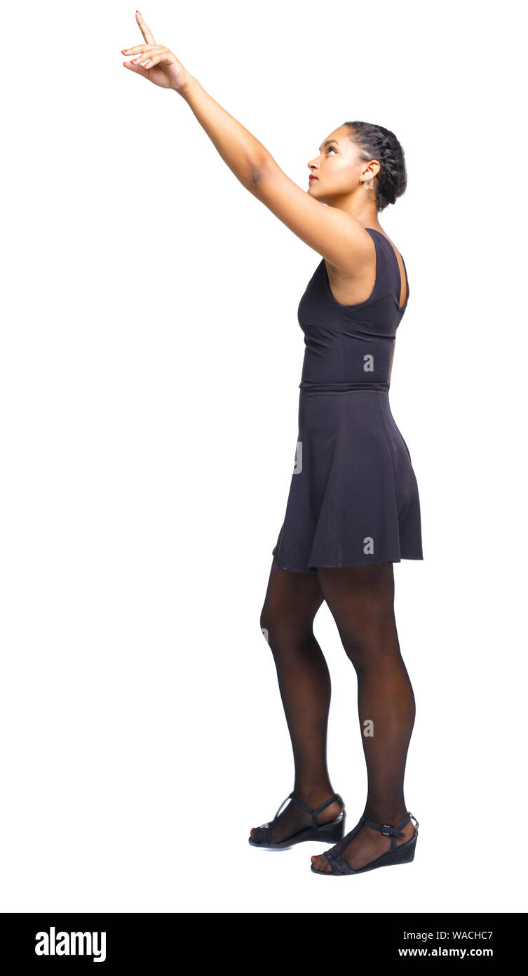 Back view of walking young black girl. going girl showing. backside ...