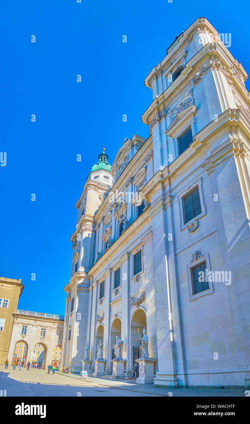 SALZBURG, AUSTRIA - FEBRUARY 27, 2019: The magnificent Salzburger Dom ...