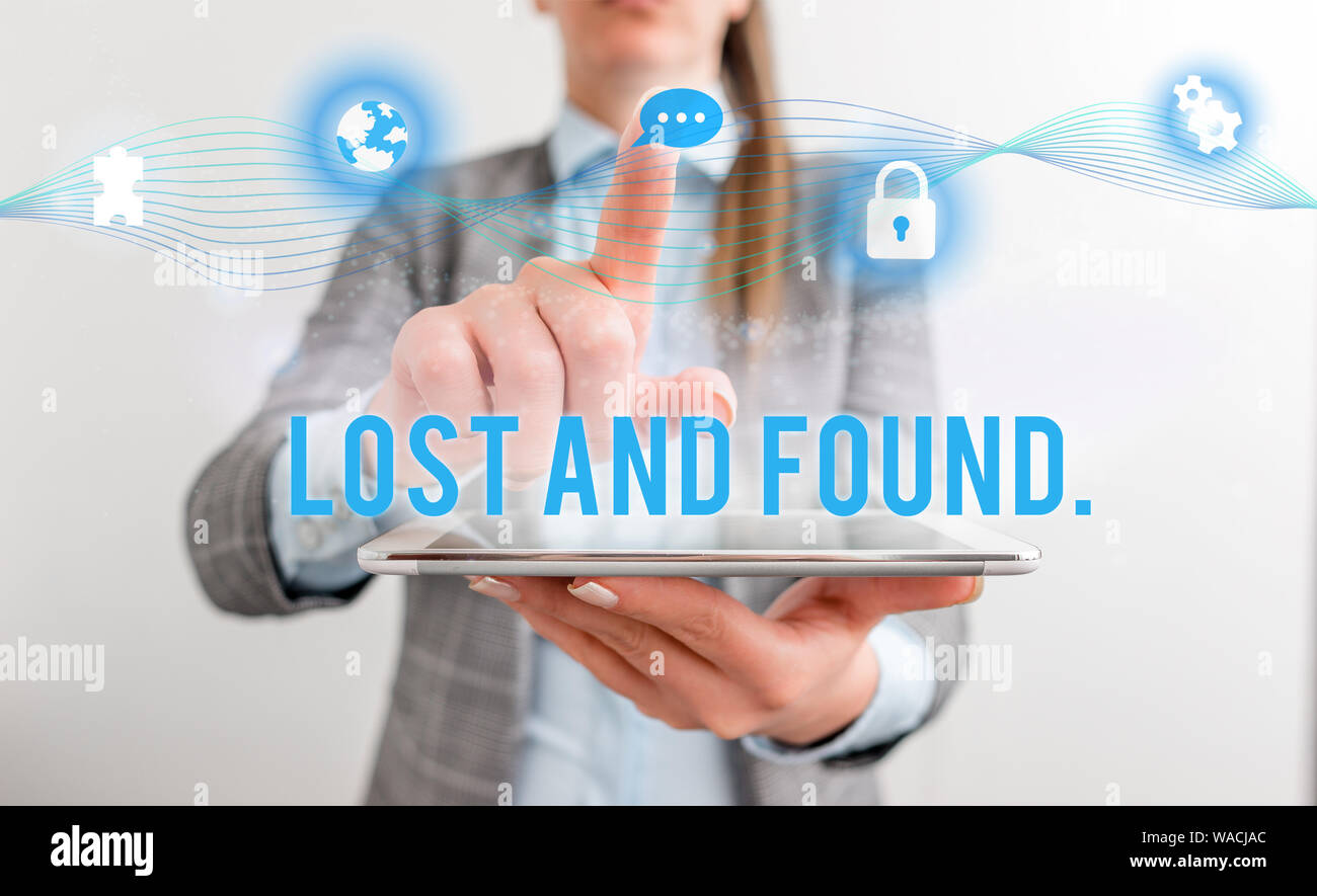 Conceptual hand writing showing Lost And Found. Concept meaning a place ...