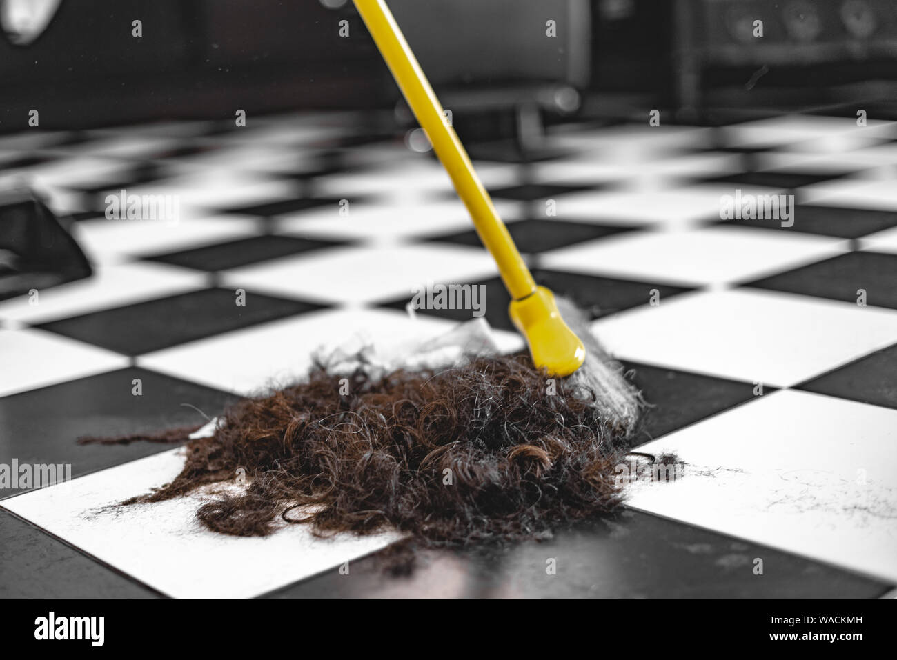 Barber shop cleaning. Workplace preparation Stock Photo - Alamy