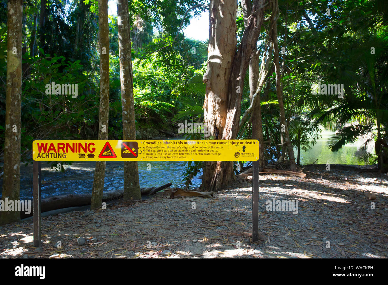 Crocodile Warning Sign Stock Photo - Alamy