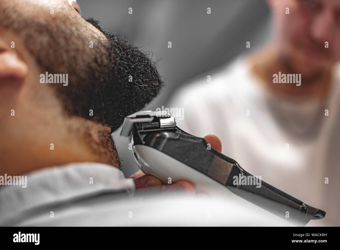 barber shop beard haircut. beard care Stock Photo - Alamy