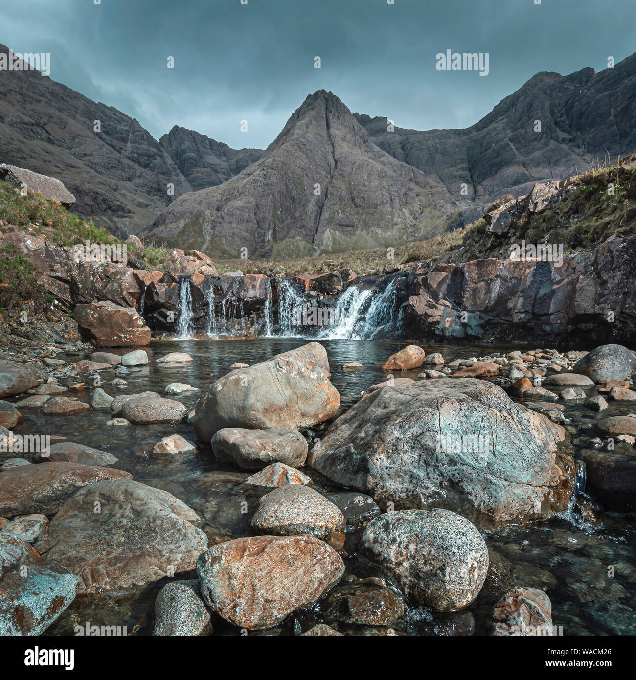 Beautiful scenery on Isle of Skye,Scotland.Fairy Pools, ponds with ...