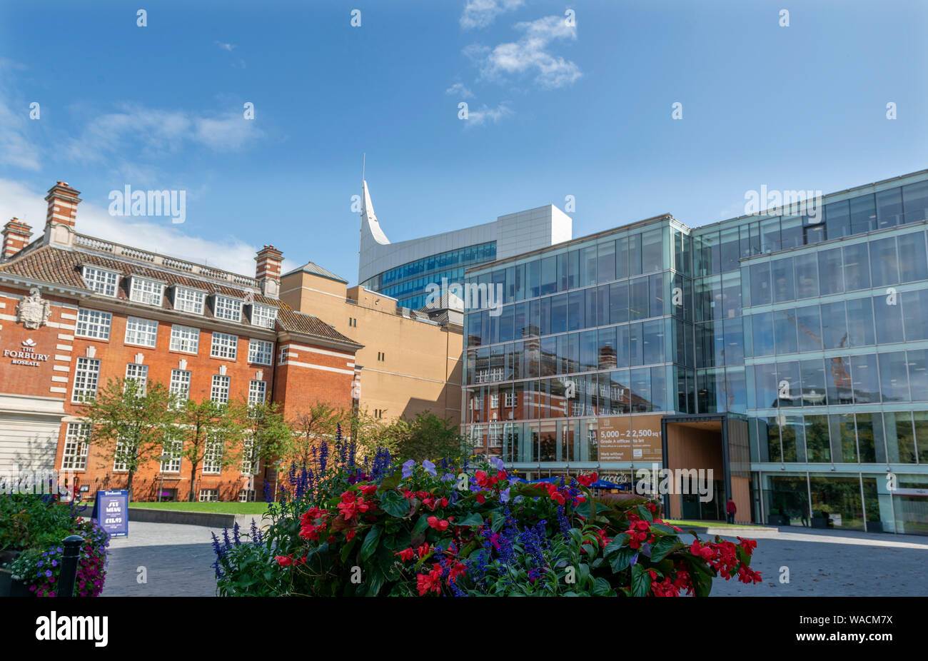 Reading scenes with the prominent striking new landmark tower building ...