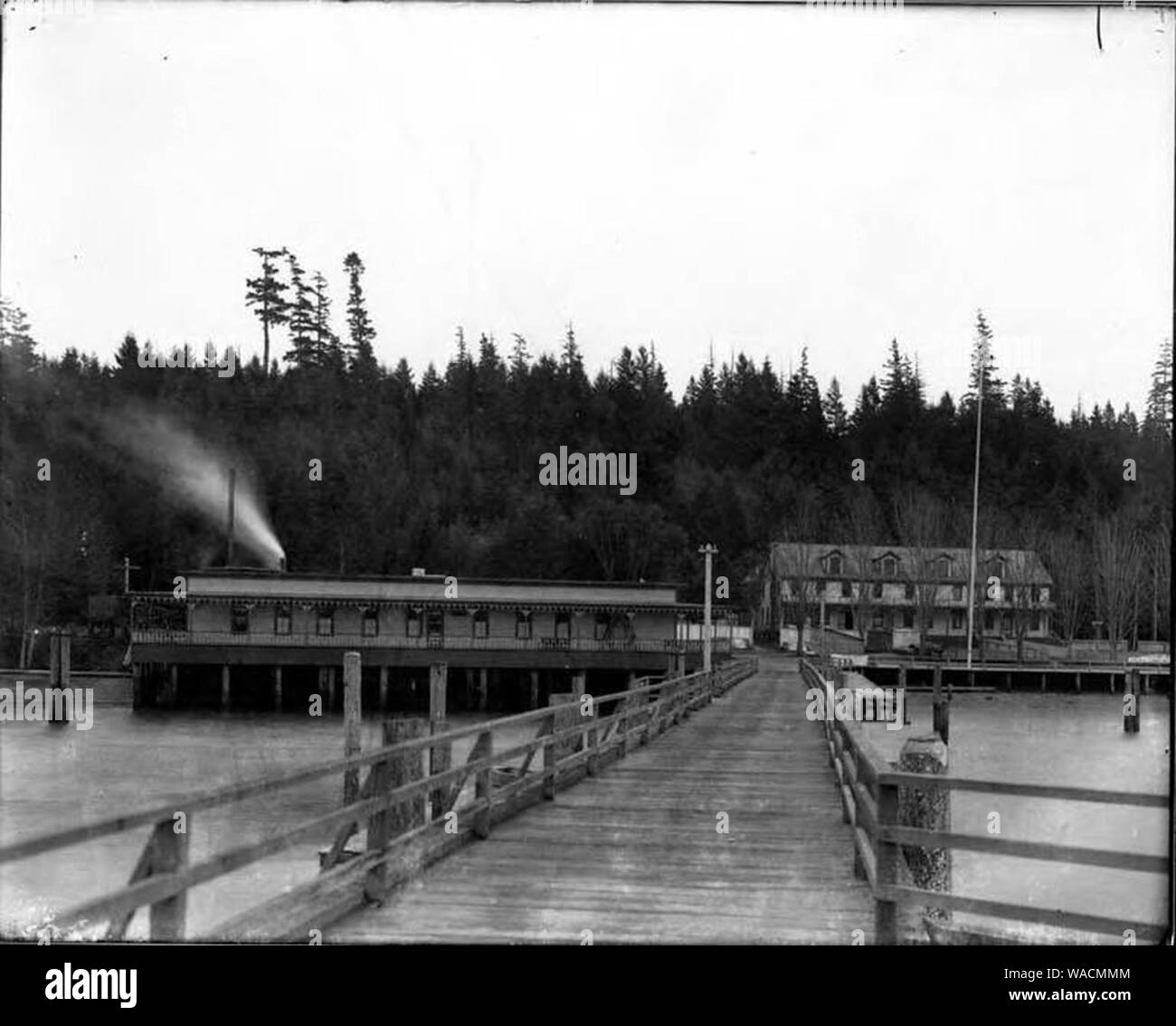 Dock and hotel at Pleasant Beach, Bainbridge Island, Washington, ca ...