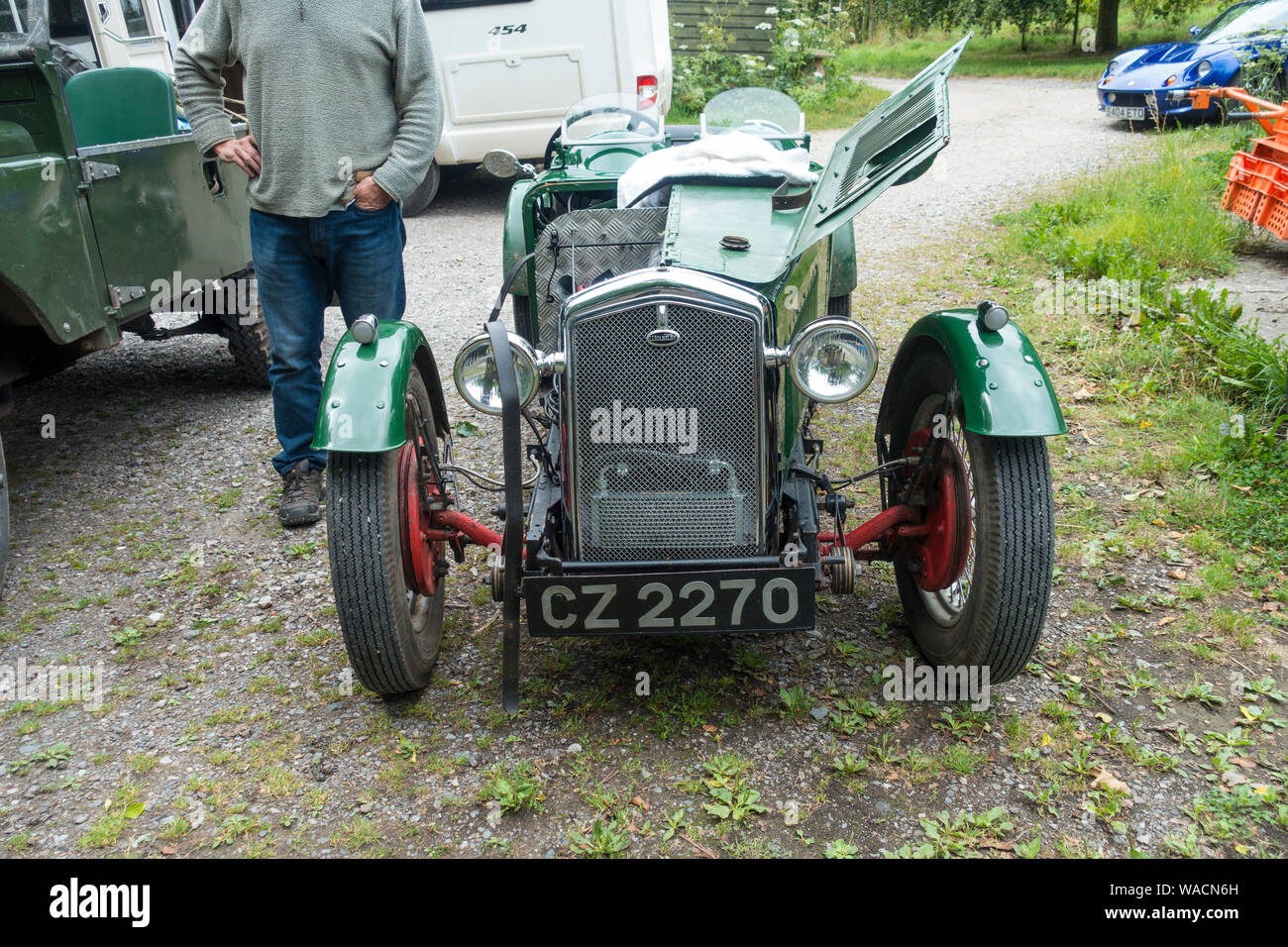 Vintage Wolseley 1933 Hornet sports car with open bonnet, England, UK ...