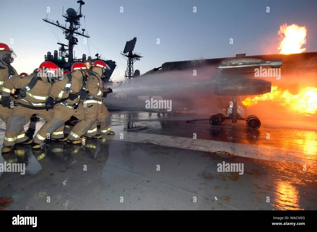 DOD mobile aircraft firefighting training device Stock Photo - Alamy
