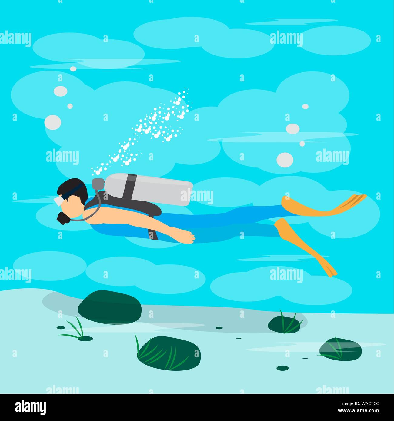 Scuba diver in the ocean Stock Vector Images - Alamy