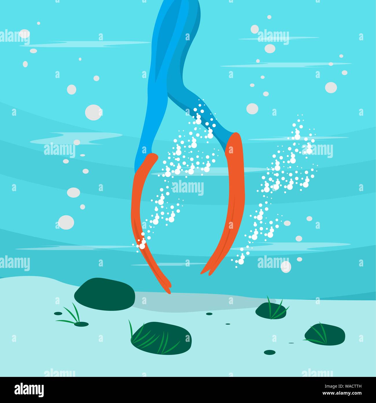 Scuba diver legs in the ocean botton. Scuba diving concept - Vector ...
