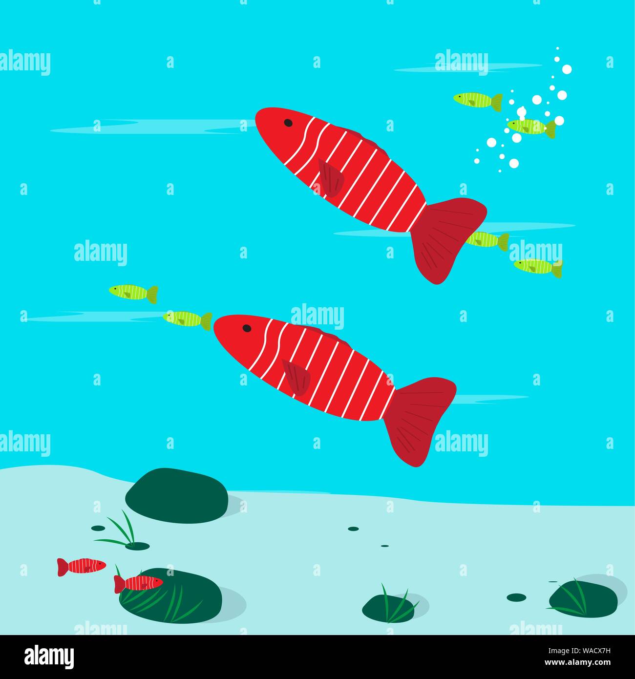 Fishes in the ocean botton - Vector illustration Stock Vector Image ...