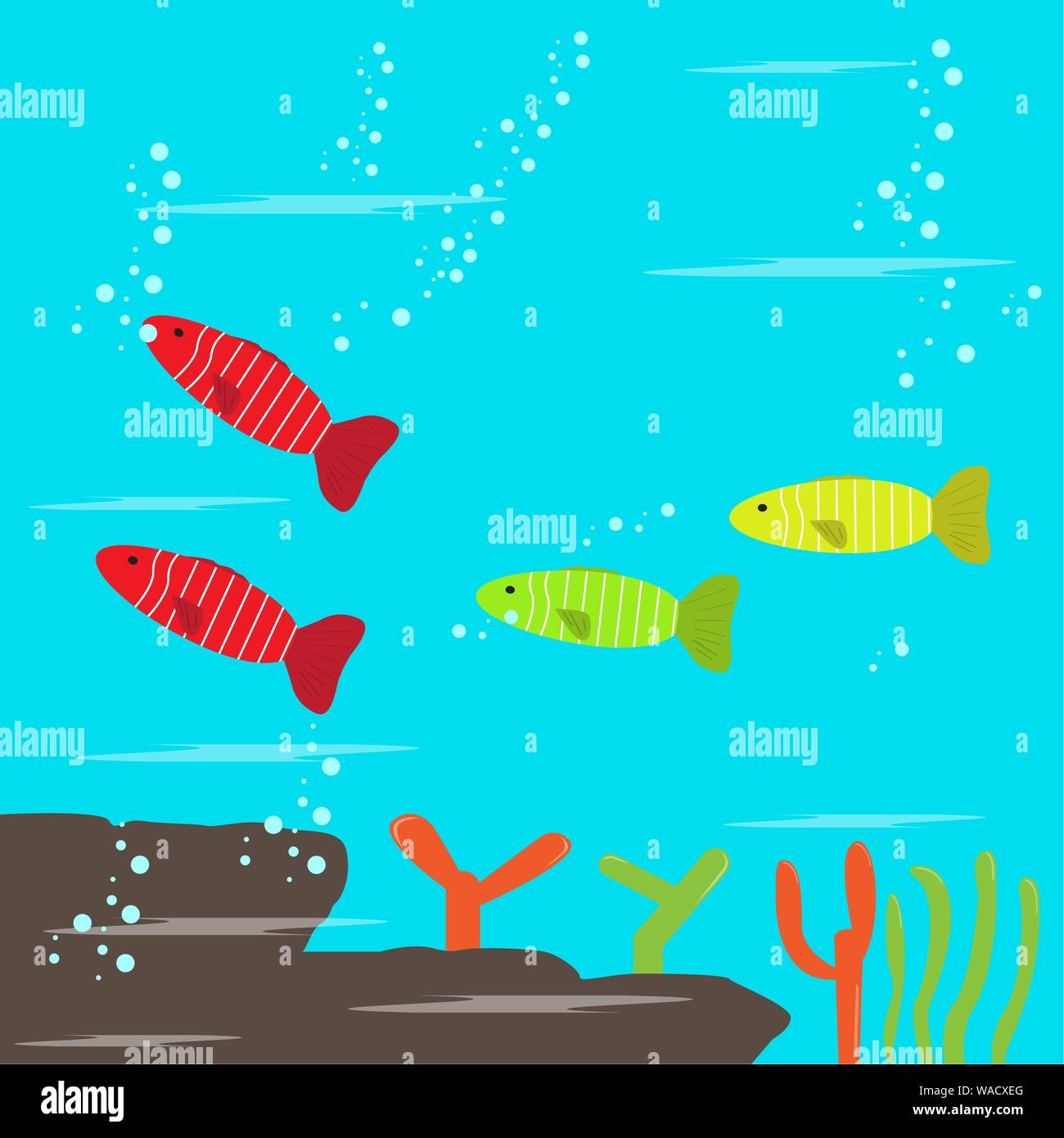 Fishes in the ocean botton - Vector illustration Stock Vector Image ...