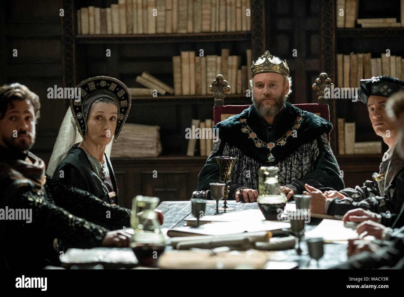 THE SPANISH PRINCESS, from left: Olly Rix, Harriet Walter, Elliot Cowan ...