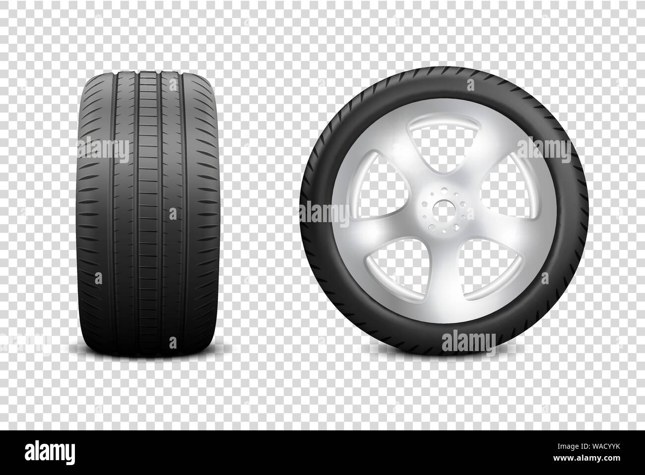 Vector 3d Realistic Render Car Wheel Icon Closeup Isolated on Transparent Background. Design ...