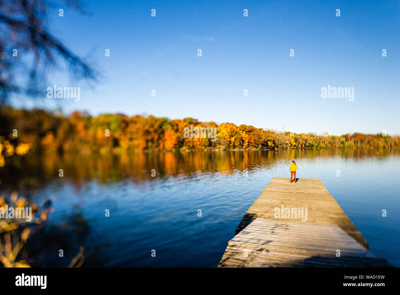 Young woman standing on boat dock Stock Photo - Alamy