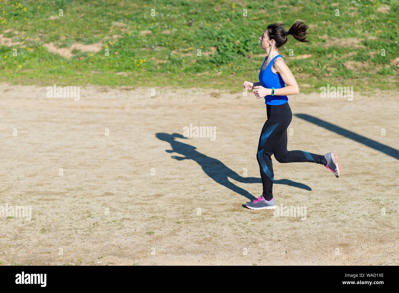 Woman with ponytail running in a park in a sunny day Stock Photo - Alamy