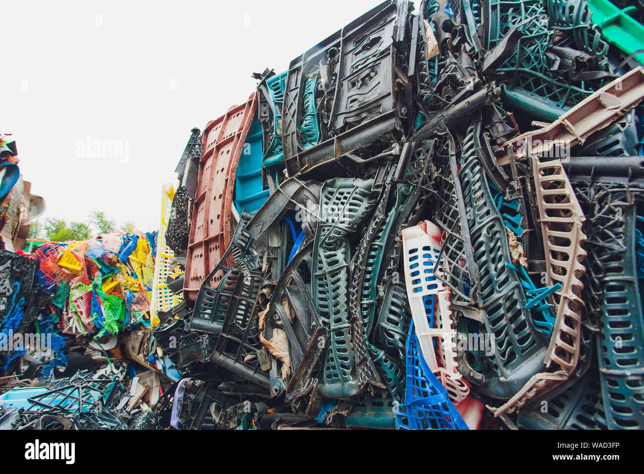 Plastic pressed bales at the modern waste hazardous processing plant ...