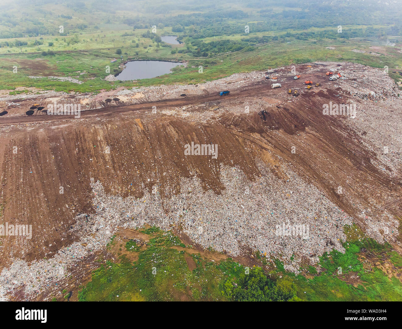 Mountain garbage, large garbage pile, degraded garbage. Pile of stink ...
