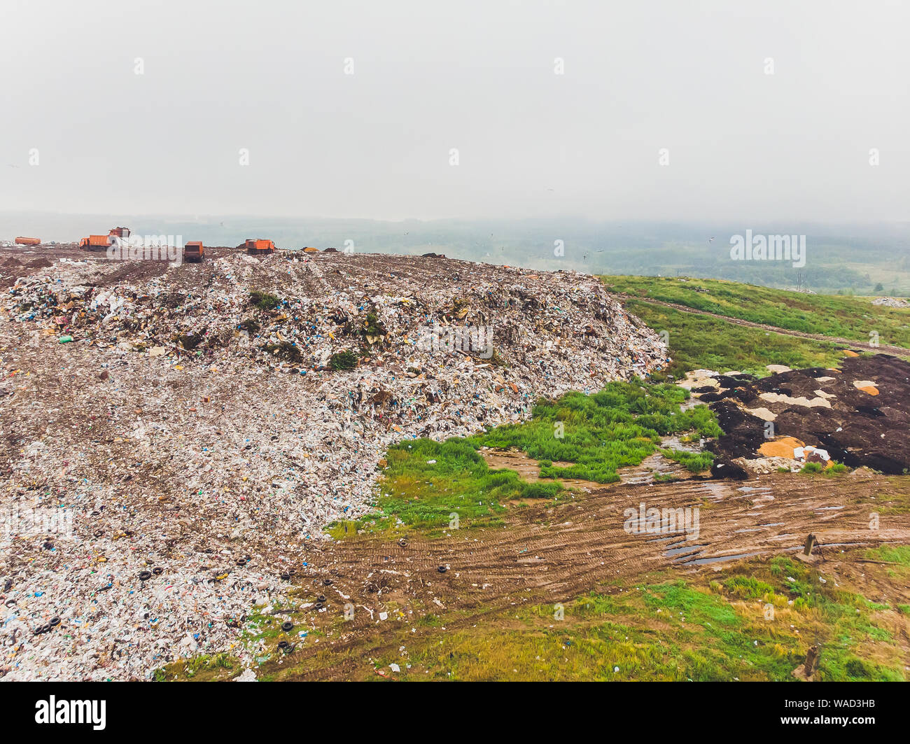 Mountain garbage, large garbage pile, degraded garbage. Pile of stink ...