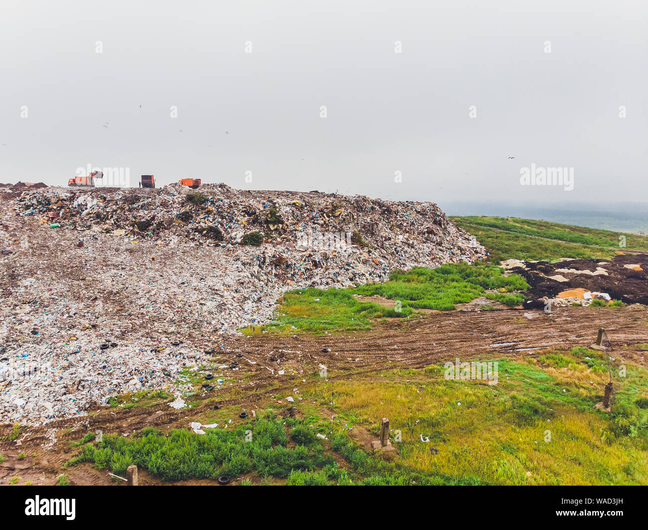 Mountain garbage, large garbage pile, degraded garbage. Pile of stink ...