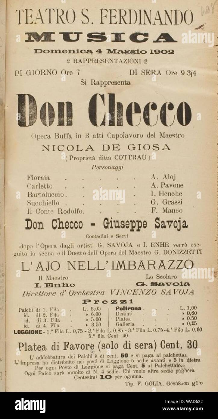 Don Checco poster, 1902 Stock Photo - Alamy