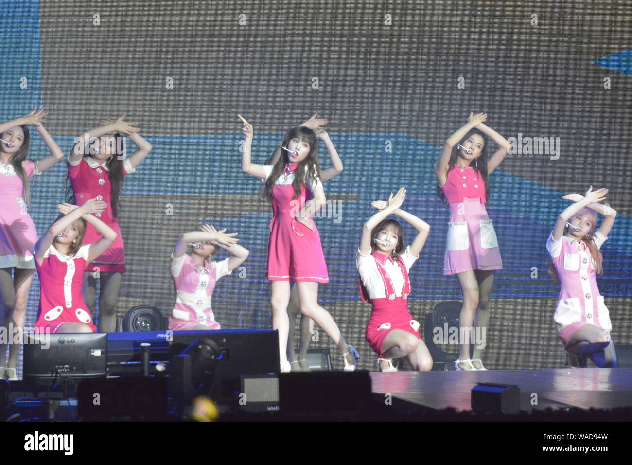 Members of South Korean girl group Izone, stylized as IZ*ONE, perform ...