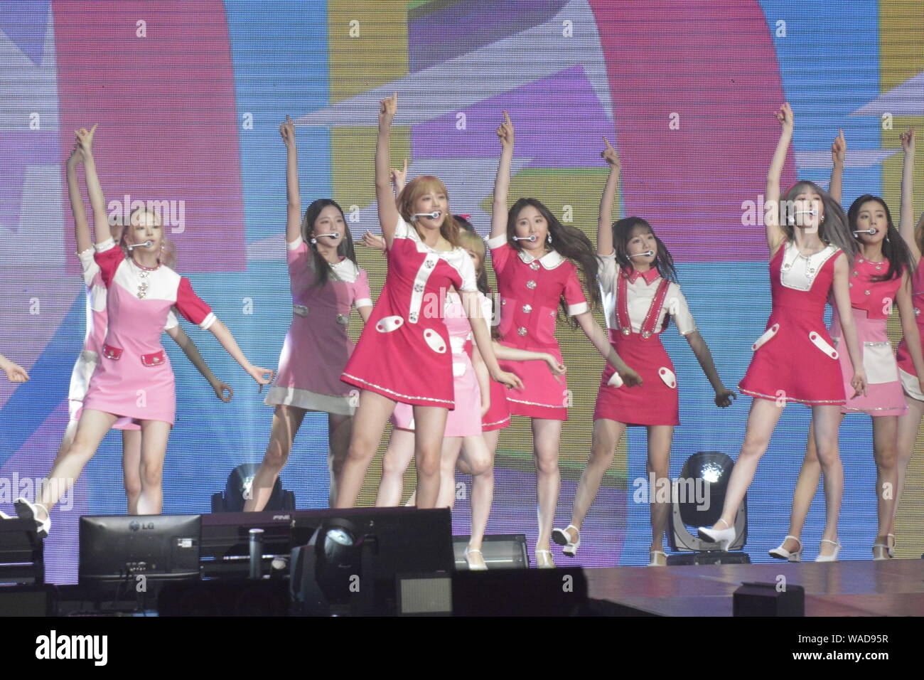 Members of South Korean girl group Izone, stylized as IZ*ONE, perform ...